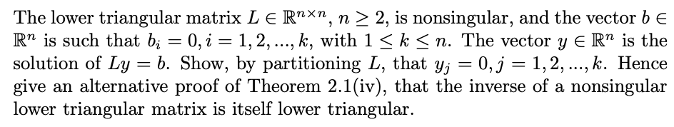 Solved The lower triangular matrix LinRn×n,n≥2, ﻿is | Chegg.com