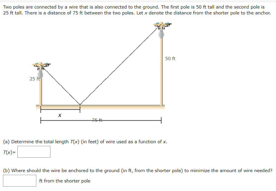 Solved Two poles are connected by a wire that is also | Chegg.com