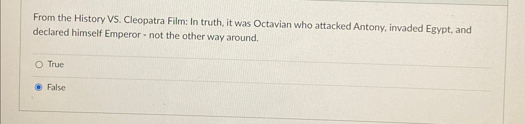 Solved From the History VS. ﻿Cleopatra Film: In truth, it | Chegg.com