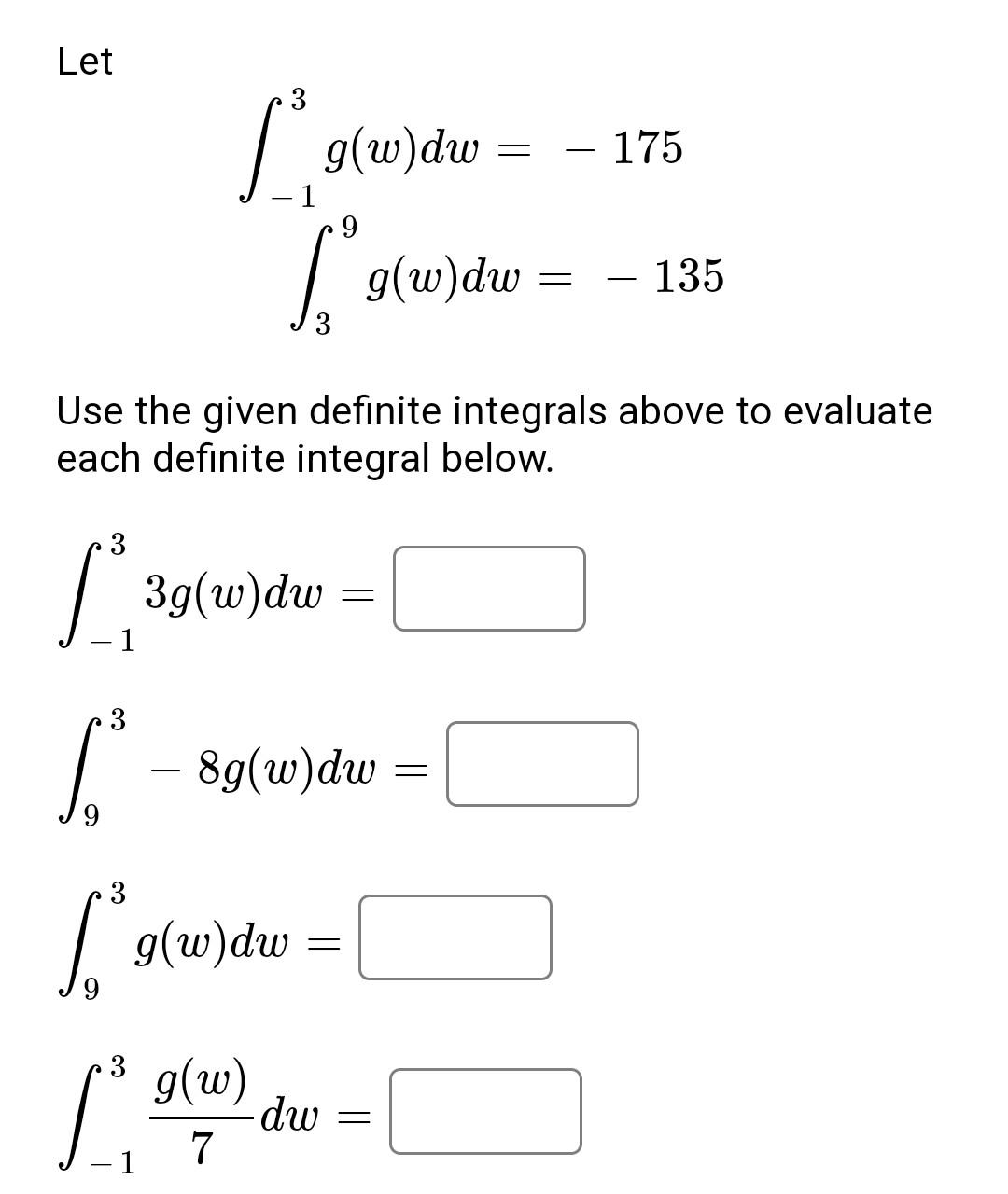 Solved Let Use the given definite integrals above to | Chegg.com Solved Let Use the given definite integrals above to | Chegg.com