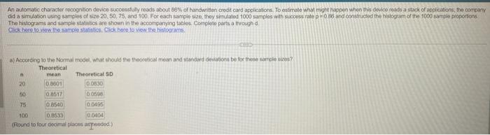 Solved What should the theoretical mean and standard | Chegg.com