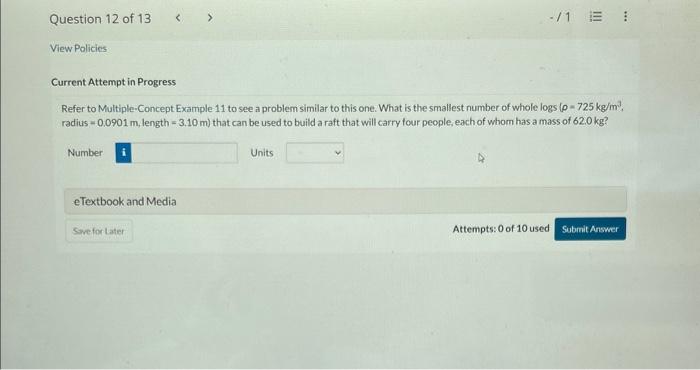 Solved Refer to Multiple-Concept Example 11 to see a problem | Chegg.com