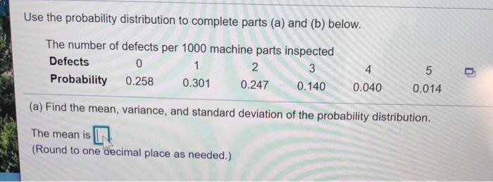 Solved Use the probability distribution to complete parts | Chegg.com