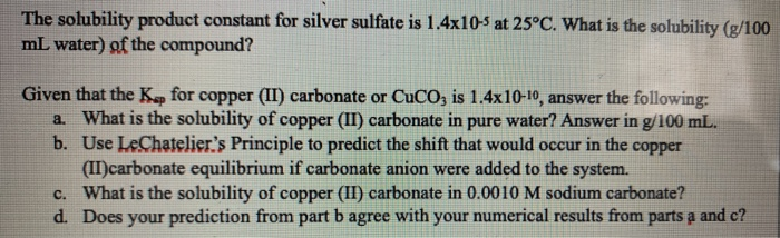Solved The solubility product constant for silver sulfate is | Chegg.com