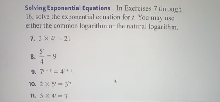 Solved Solving Exponential Equations In Exercises 7 through | Chegg.com