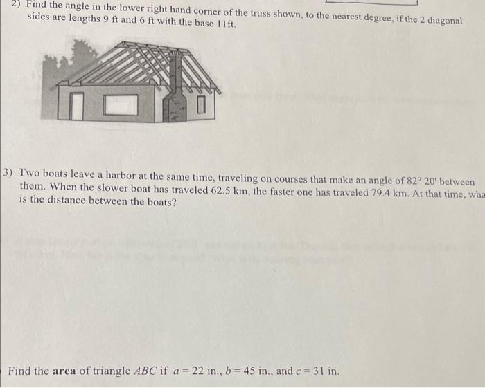 Solved 2) Find the angle in the lower right hand corner of | Chegg.com