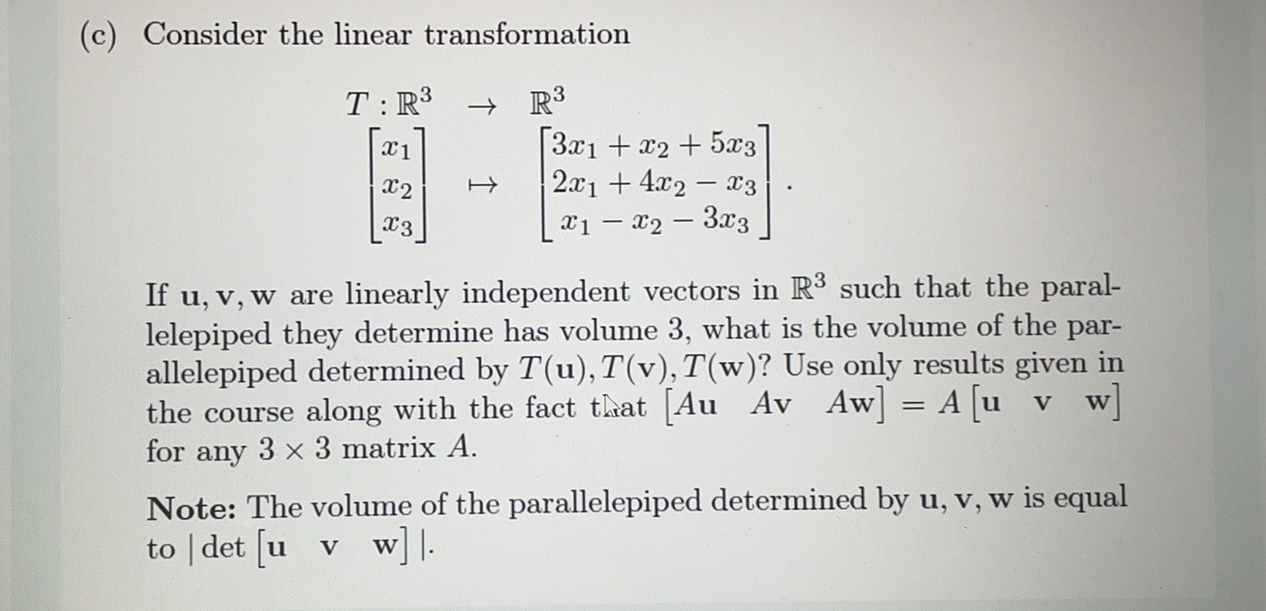 Solved (c) ﻿Consider the linear | Chegg.com