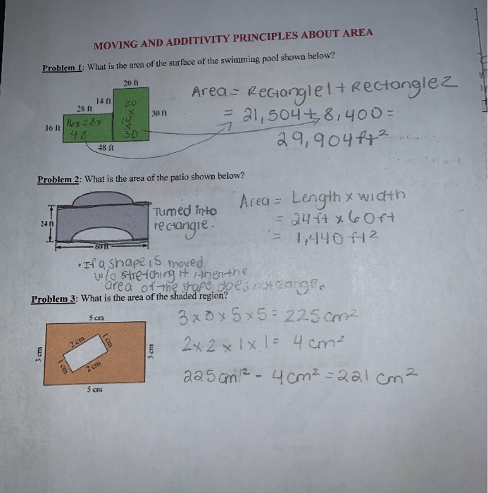 Solved MOVING AND ADDITIVITY PRINCIPLES ABOUT AREA Problem | Chegg.com
