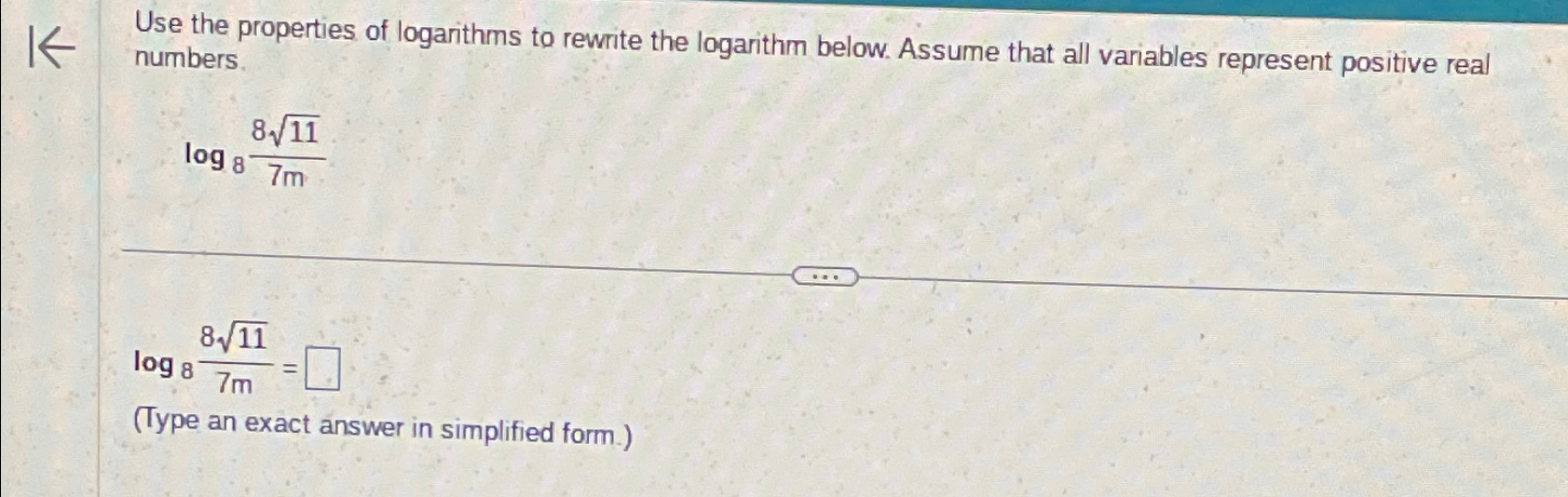 Solved Use the properties of logarithms to rewrite the | Chegg.com
