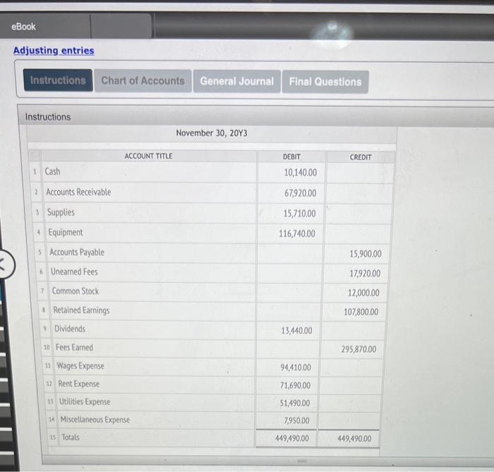 Solved Adjusting entries Instructions Chart of Accounts | Chegg.com