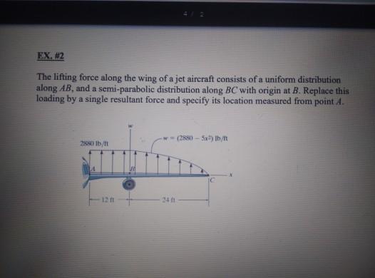 Solved EX. #2 The lifting force along the wing of a jet | Chegg.com