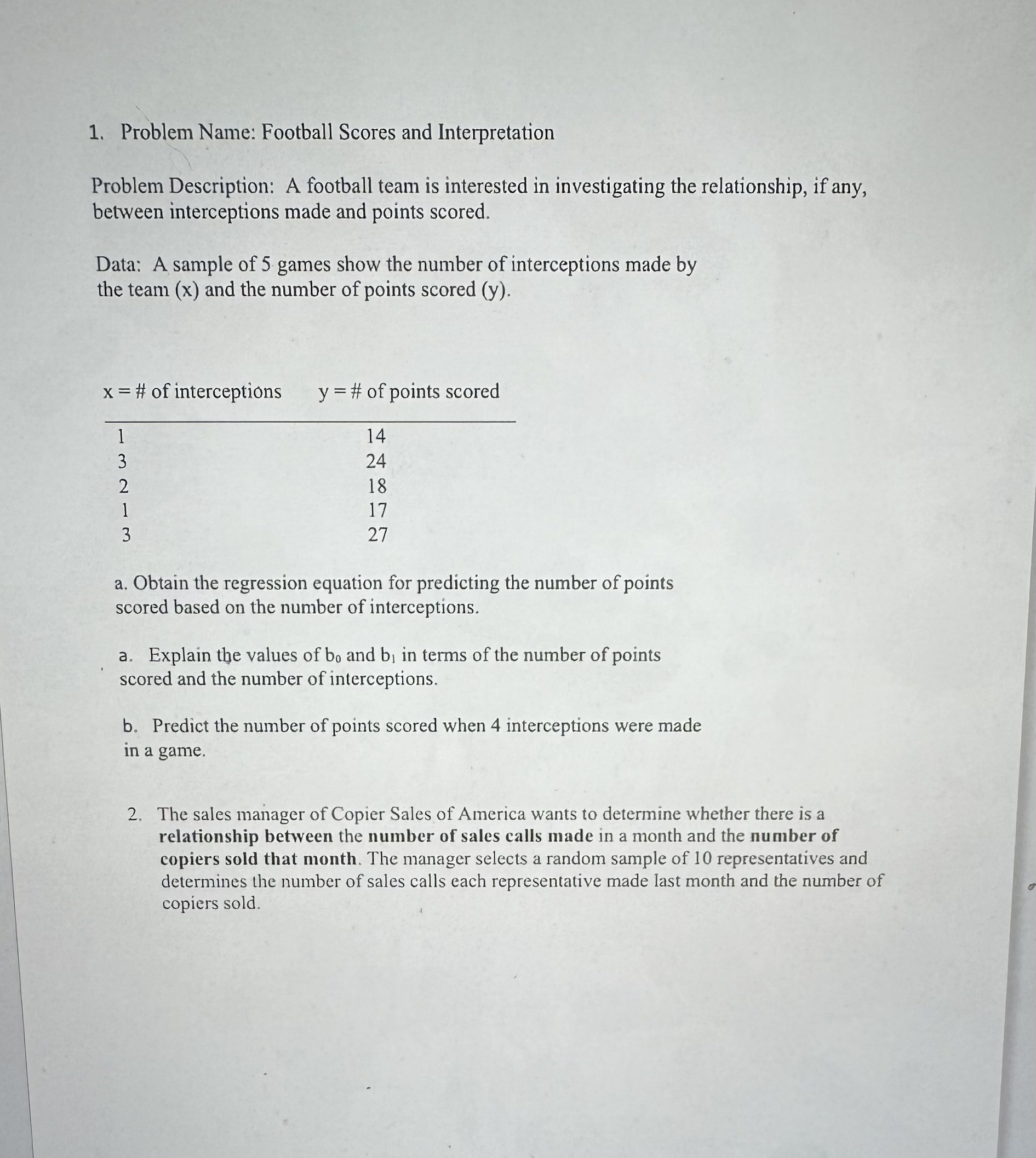 Solved Problem Name: Football Scores and | Chegg.com