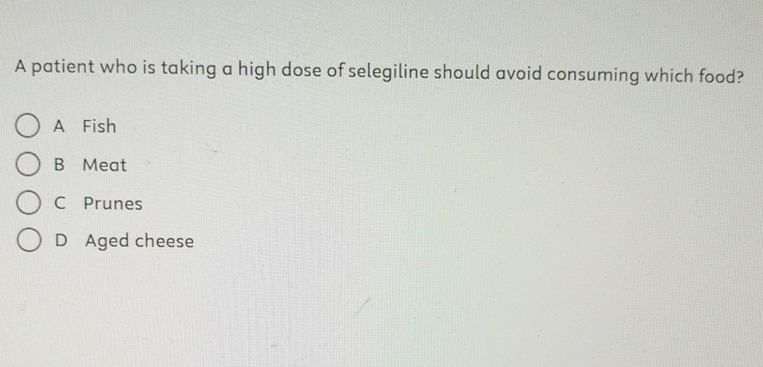 Solved A patient who is taking a high dose of selegiline | Chegg.com