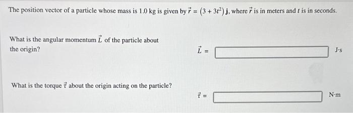 Solved The position vector of a particle whose mass is 1.0 | Chegg.com