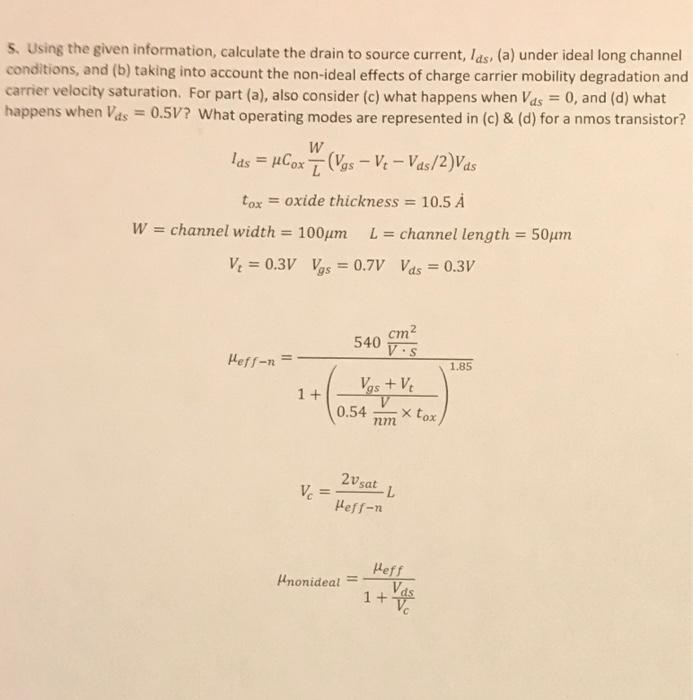 Solved 5. Using the given information, calculate the drain | Chegg.com
