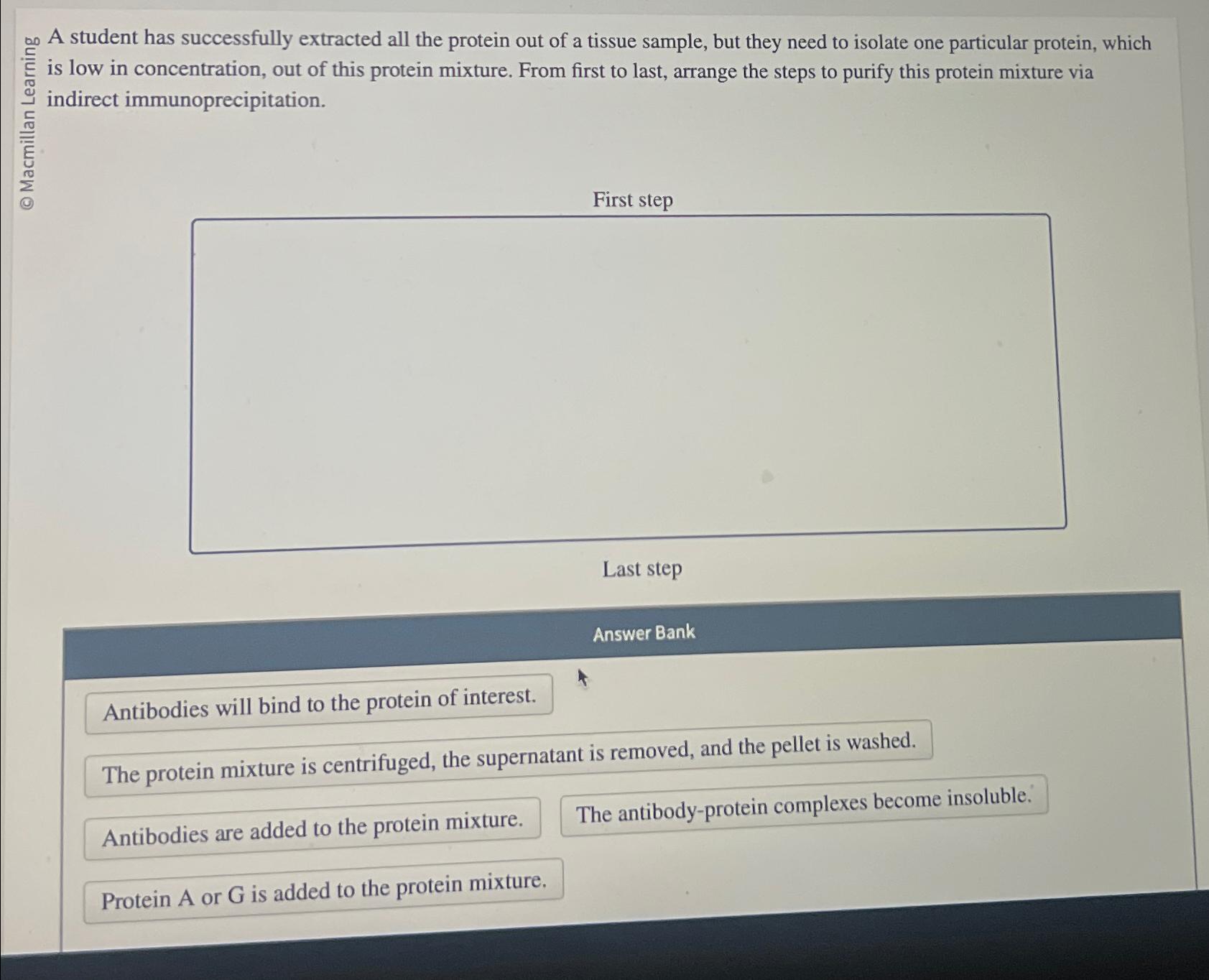 Solved A student has successfully extracted all the protein | Chegg.com