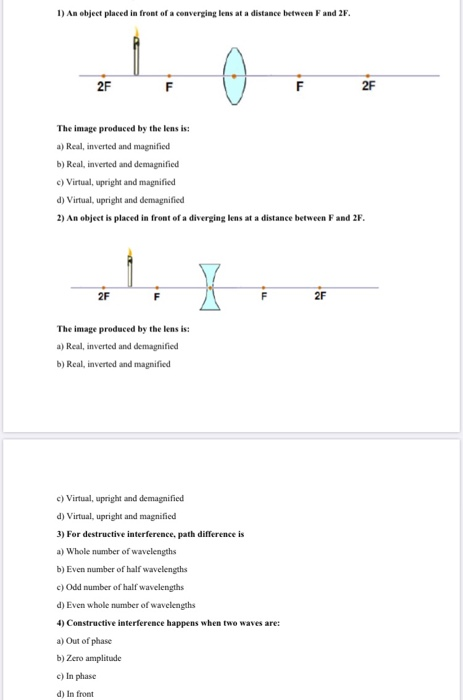 Solved 1) An object placed in front of a converging lens at | Chegg.com