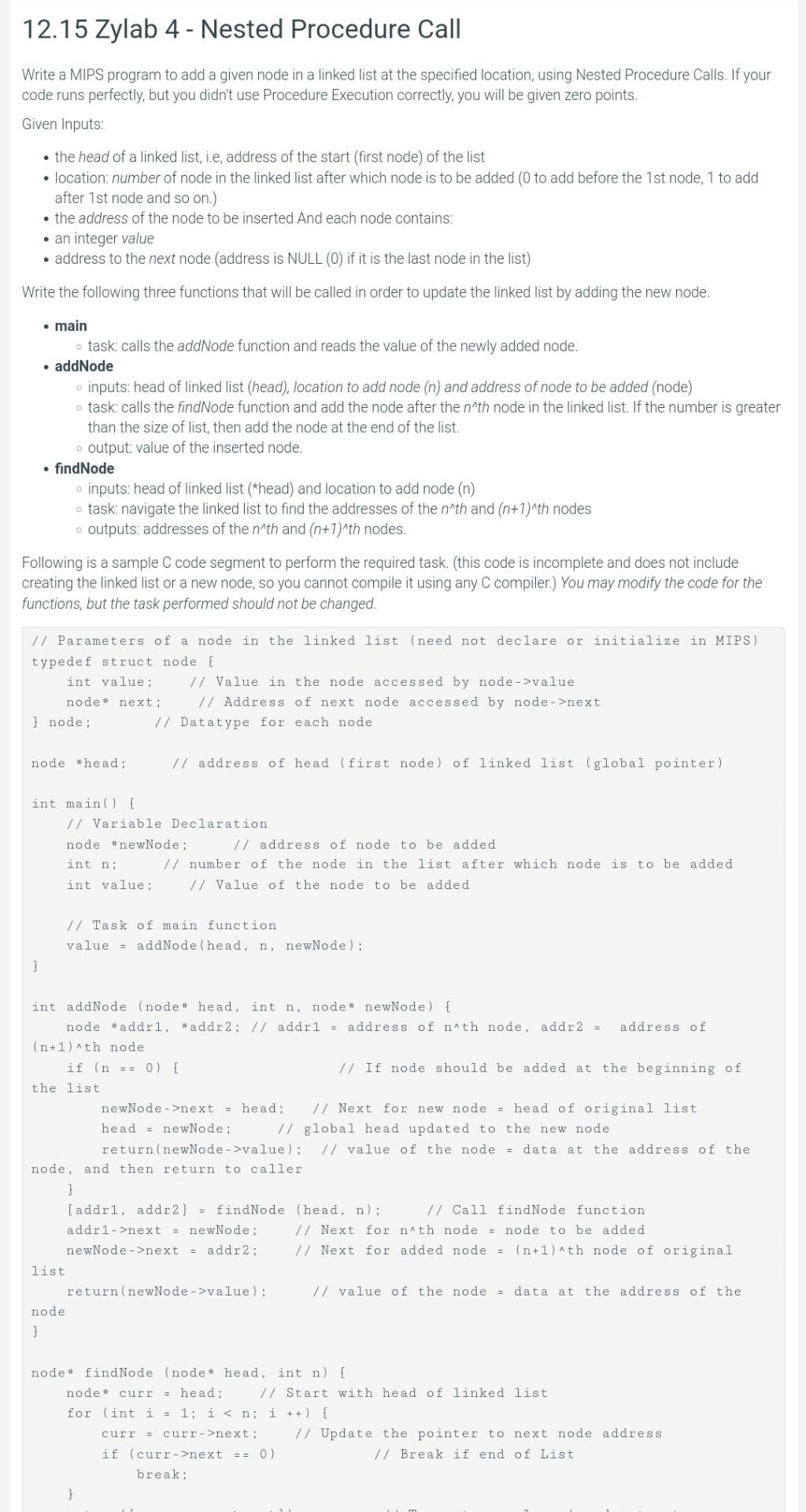 Solved 12.15 Zylab 4 - Nested Procedure Call Write a MIPS | Chegg.com