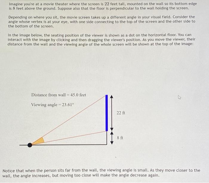 Solved Imagine you're at a movie theater where the screen is | Chegg.com