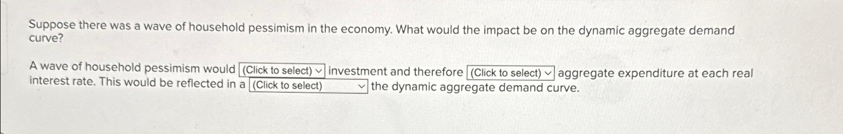 Solved Suppose There Was A Wave Of Household Pessimism In