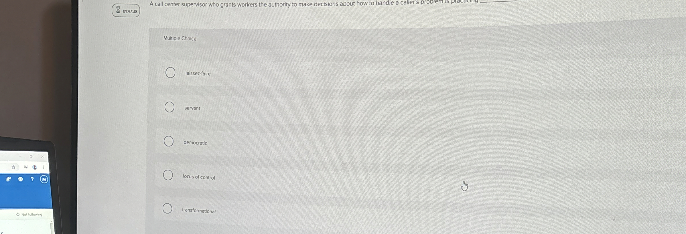 Solved A call center supervisor who grants workers the | Chegg.com