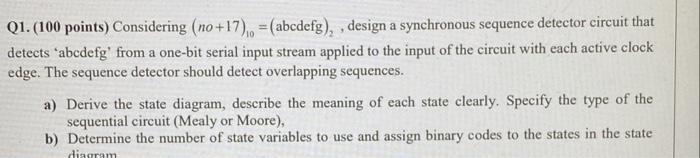 Solved Q1. (100 points) Considering (no+17), = (abcdefg),, | Chegg.com