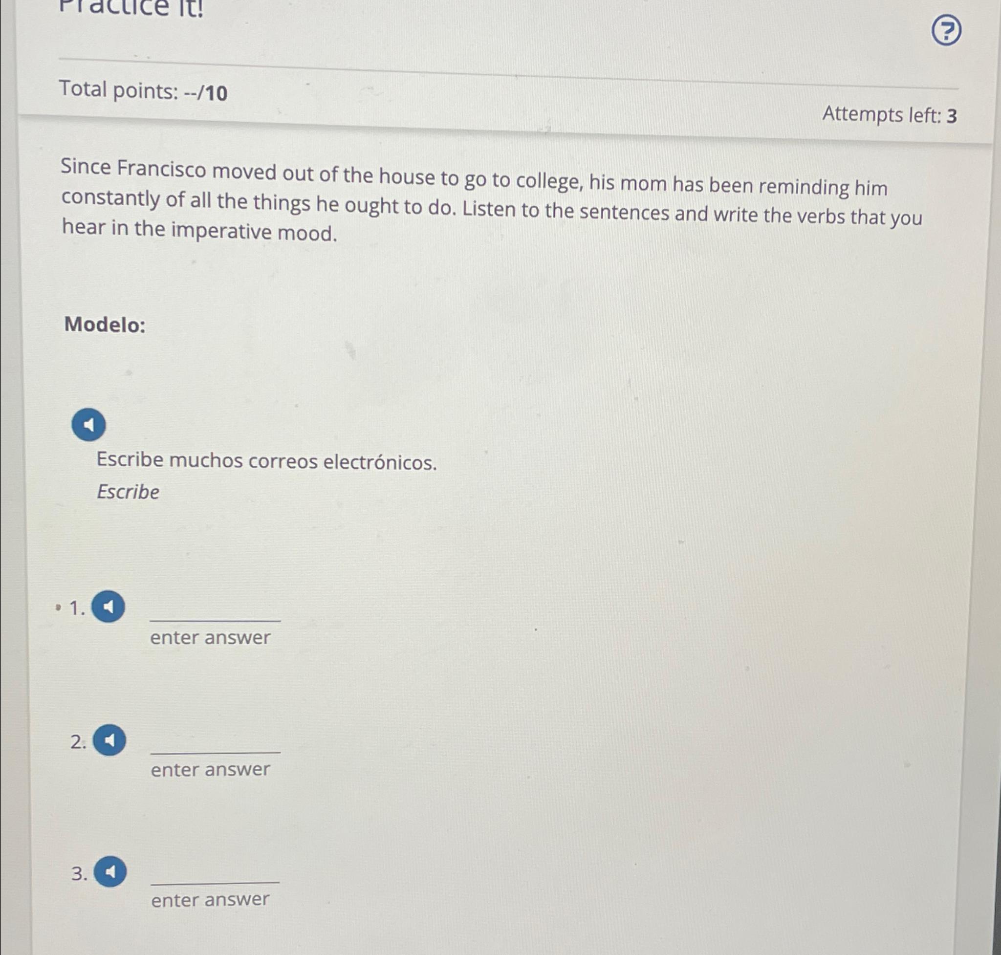 Solved Total points: --/10Attempts left: 3Since Francisco | Chegg.com
