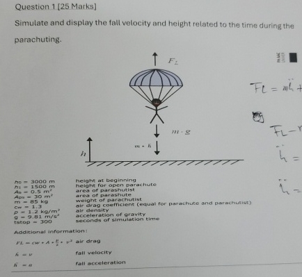 Solved Question 1 [25 ﻿Marks]Simulate and display the fall | Chegg.com