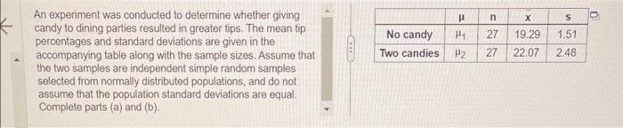 Solved An experiment was conducted to determine whether | Chegg.com