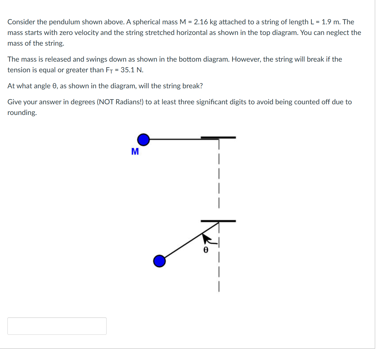 Solved Consider the pendulum shown above. A spherical mass | Chegg.com