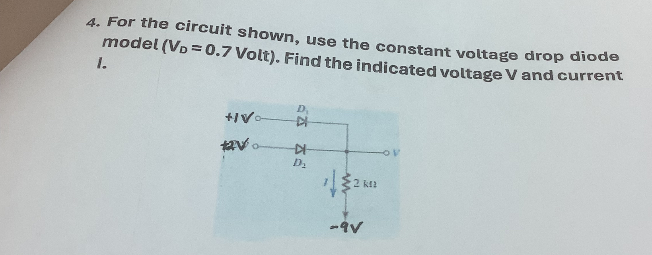 Solved For the circuit shown, use the constant voltage drop | Chegg.com
