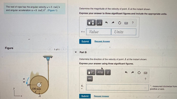 Solved The reel of rope has the angular velocity w = 5 rad/s | Chegg.com