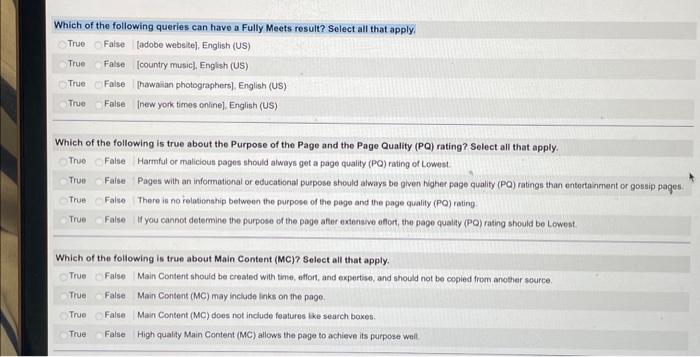Solved Which of the following queries can have a Fully Meets | Chegg.com