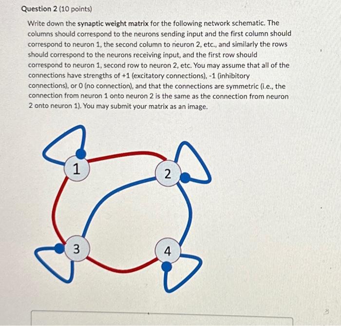 Question 2 (10 points) Write down the synaptic weight | Chegg.com
