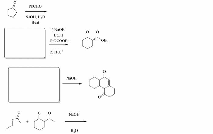 Solved PhCHO NaOH, H10 Heat 1) NaOEt EtOH EtOCOOED OE 2) H,0 | Chegg.com
