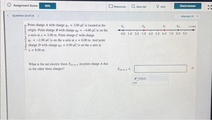 Solved Point charge A with charge qA=3.00μC is located at | Chegg.com
