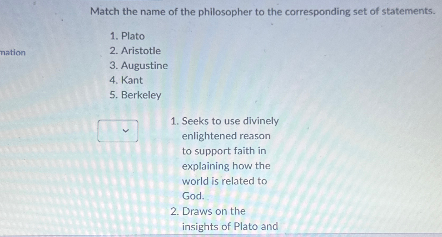 Solved Match the name of the philosopher to the | Chegg.com