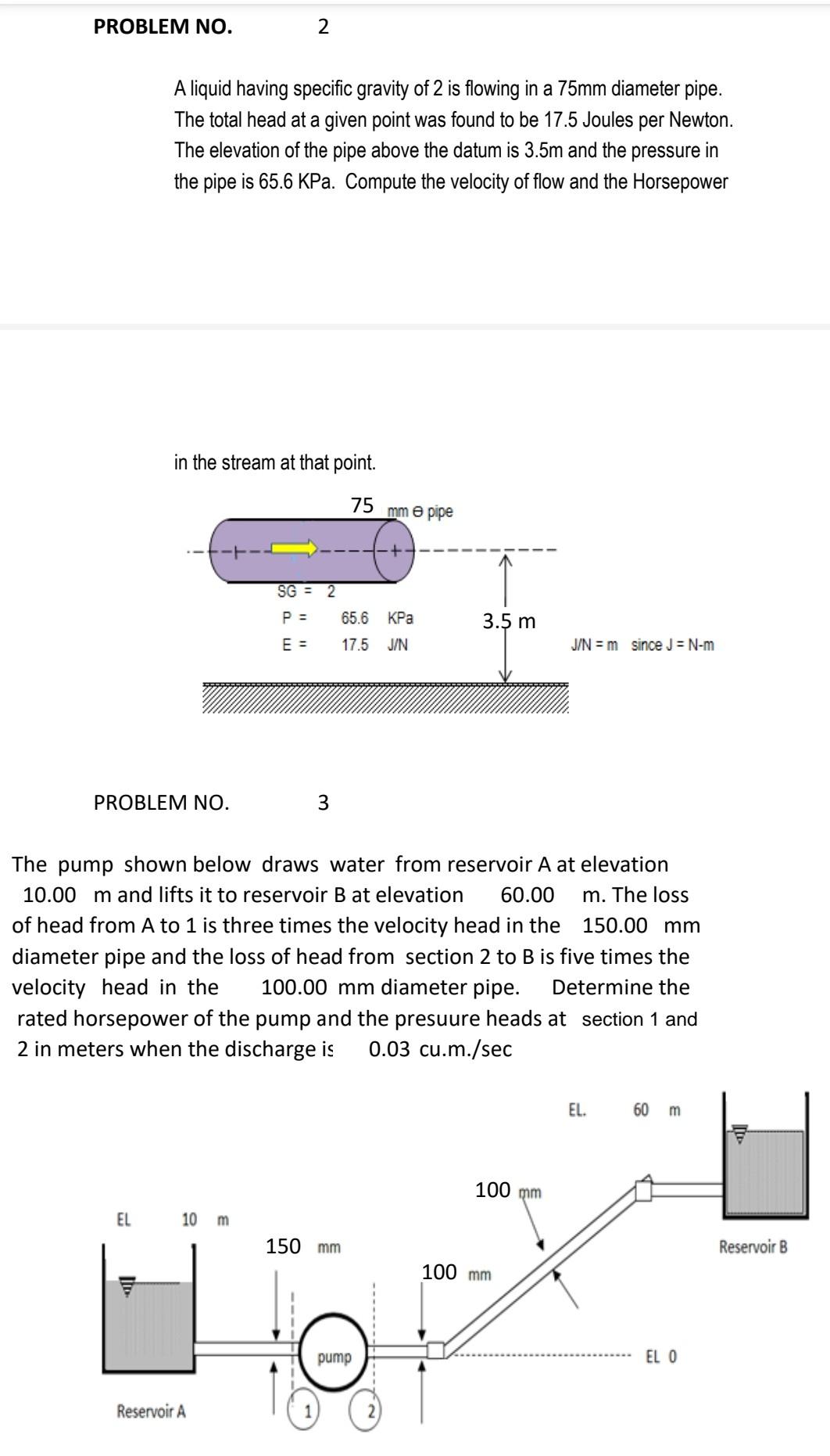Solved PROBLEM NO. 1 Water Flows at the rate of 7.5 m/s | Chegg.com