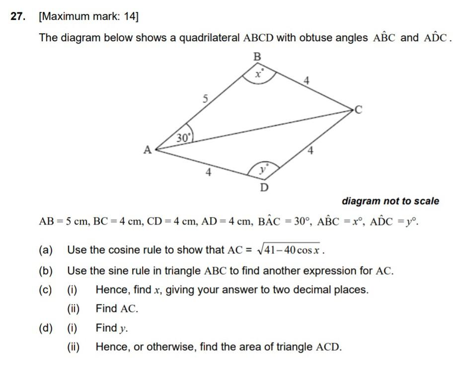 Solved [Maximum mark: 14] The diagram below shows a | Chegg.com