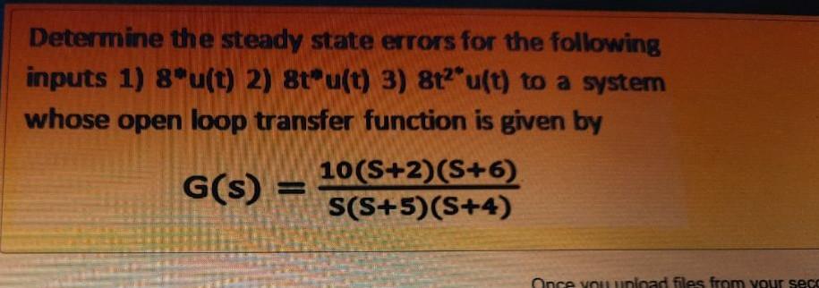 Solved Determine the steady state errors for the following | Chegg.com