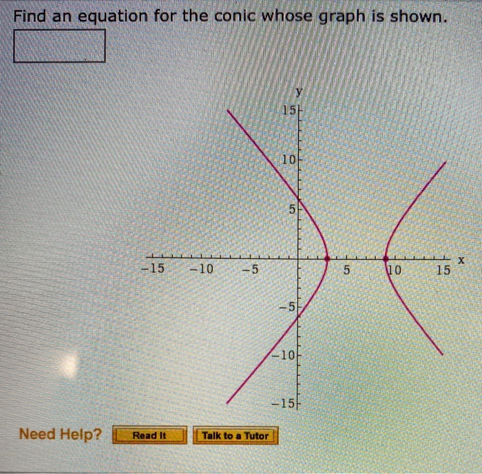 Solved Find an equation for the conic whose graph is shown. | Chegg.com