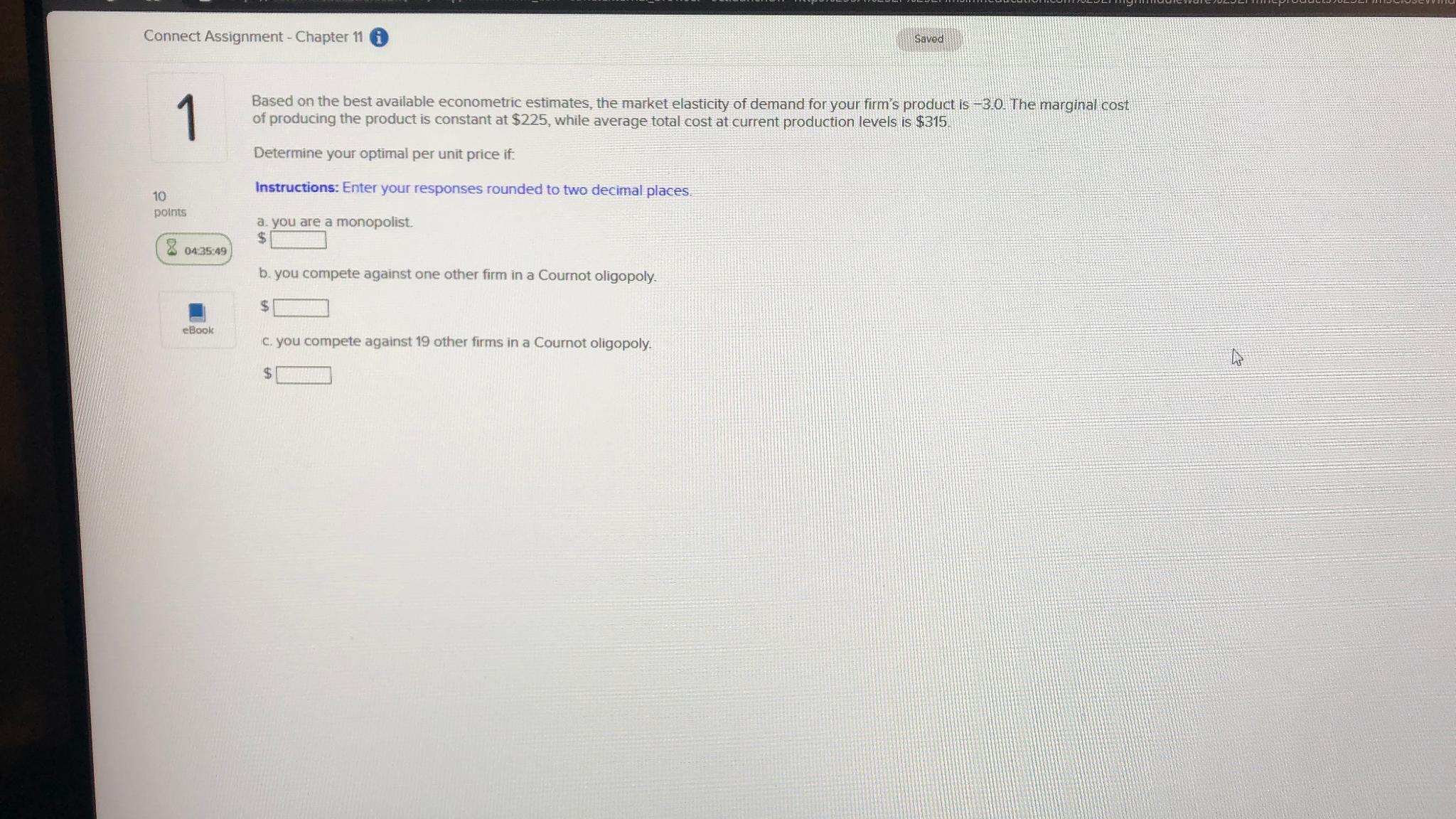 Solved Connect Assignment - ﻿Chapter 11Saved110 | Chegg.com