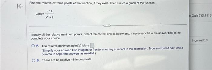 Solved Find the relative extreme points of the function, if | Chegg.com