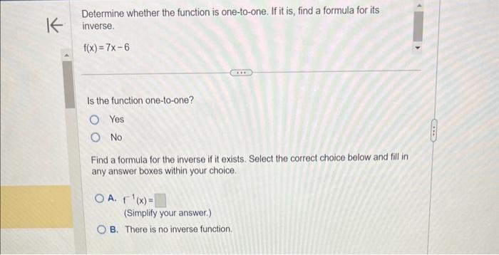 Solved Determine whether the function is one-to-one. If it | Chegg.com