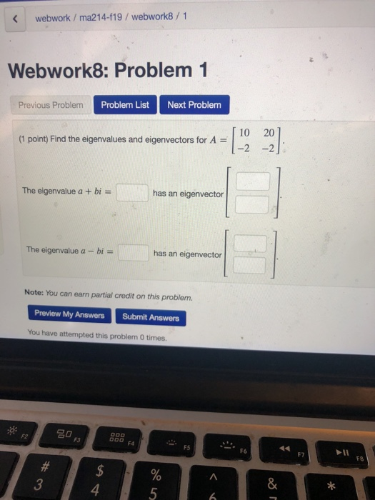 Solved webwork / ma214-f19/ webwork8 / 1 Webwork8: Problem 1 | Chegg.com