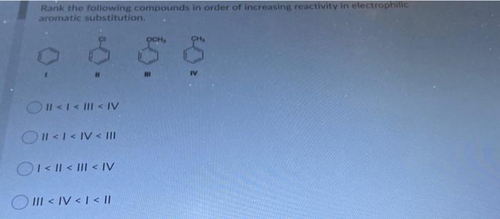 Solved Rank the following compounds in order of increasing | Chegg.com