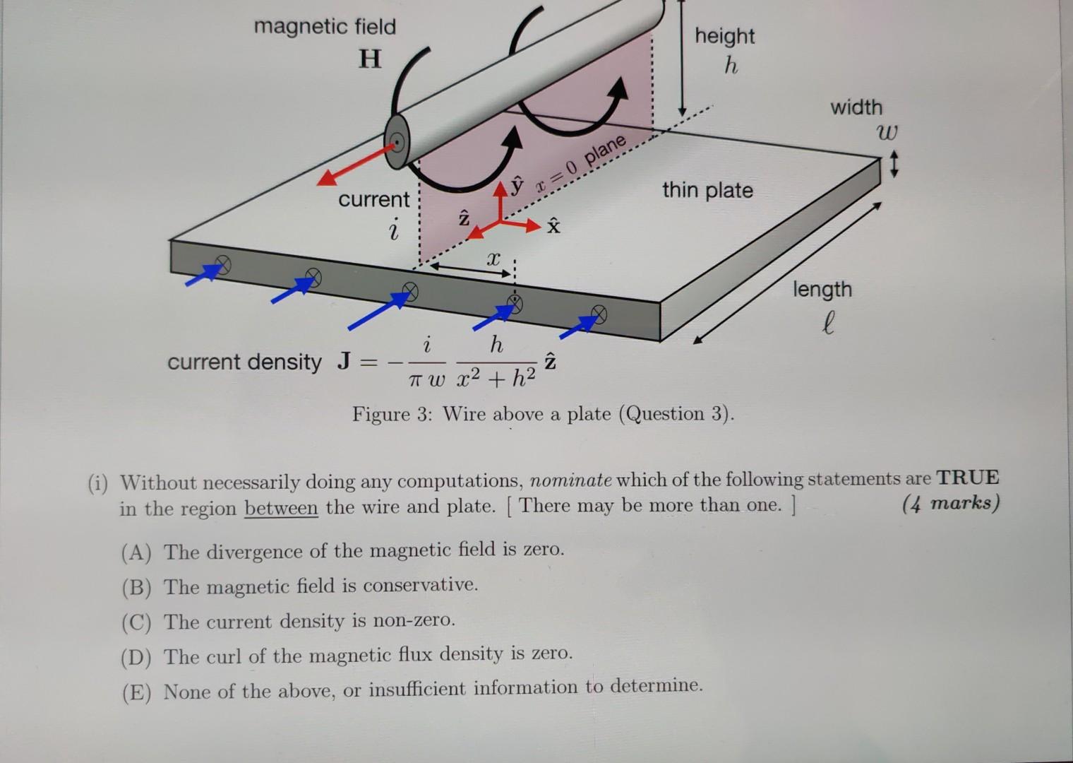 Solved Figure 3: Wire above a plate (Question 3). (i) | Chegg.com