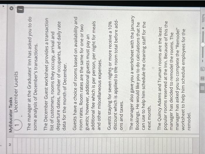 Solved MyEducator Tasks 1) December Guests The manager at | Chegg.com