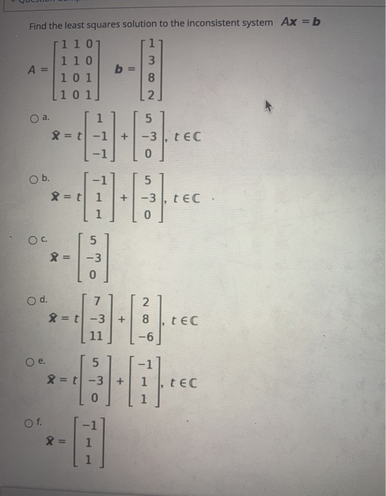 Solved Find the least squares solution to the inconsistent | Chegg.com