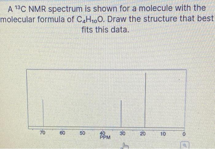 Solved A 13C NMR spectrum is shown for a molecule with the | Chegg.com